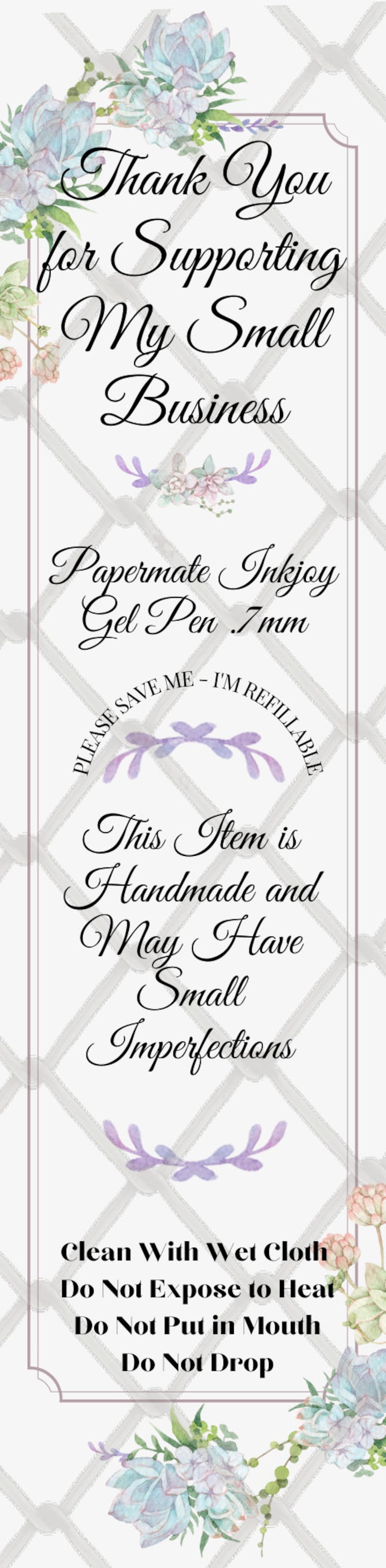 Pen Care Card, UV Resin Epoxy Card, Elegan, Perfect for Packing Your ...