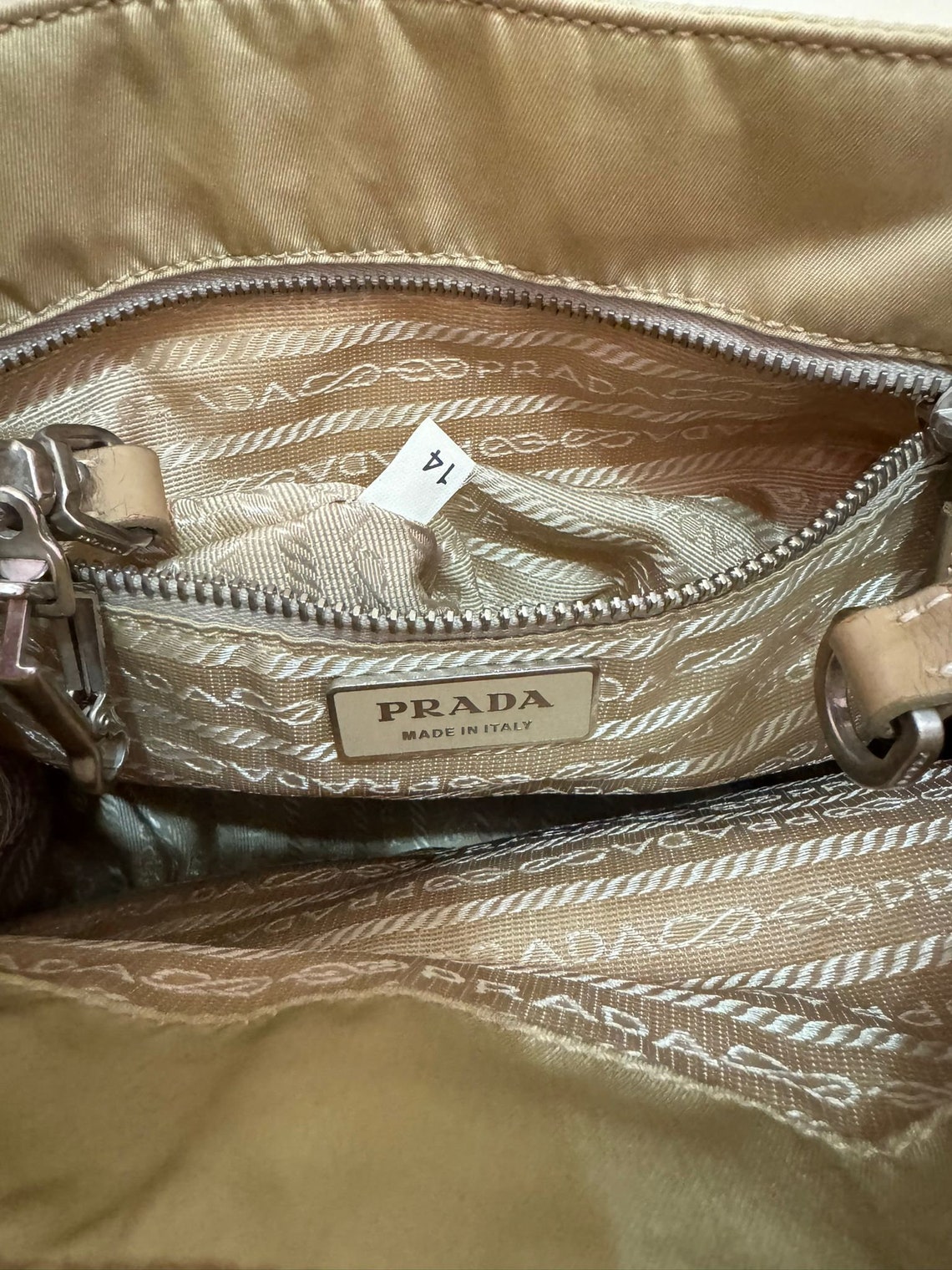 Authentic Prada Classic Nylon Shoulder Bag Beige , Authentic Prada ...