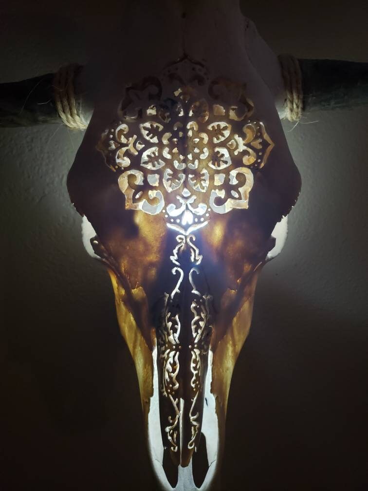 Real Hand Carved Cow Skull That Lights Up - Etsy