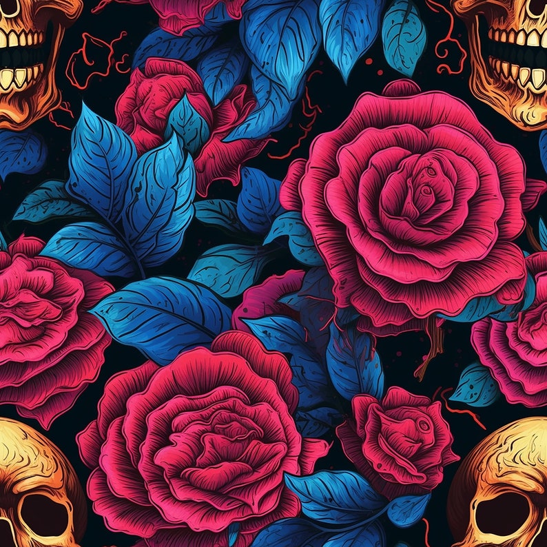 Skull and Roses Pattern Pack 5 Patterns - Etsy