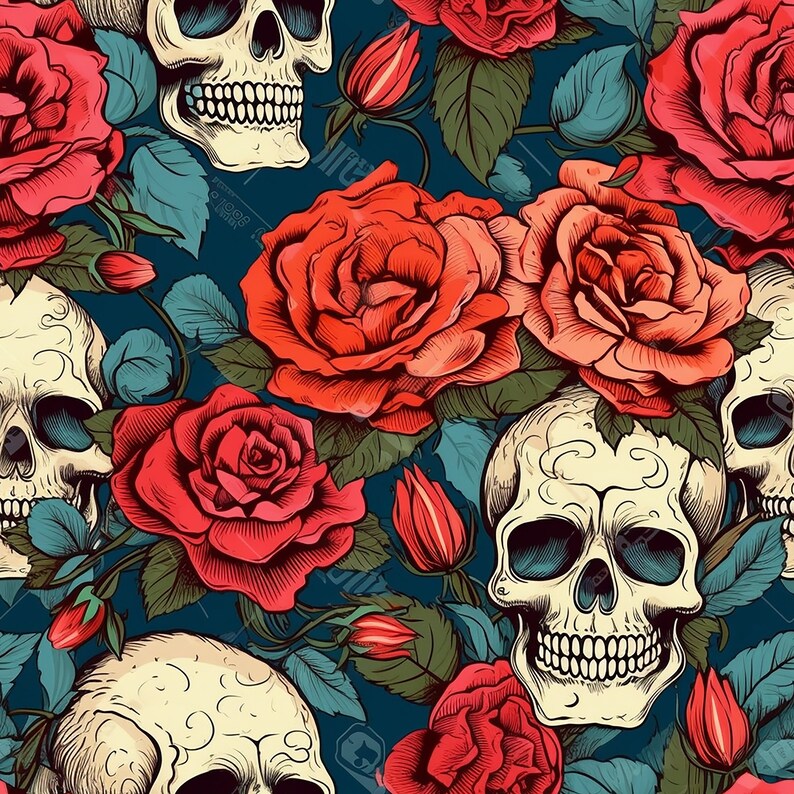 Skull and Roses Pattern Pack 5 Patterns - Etsy