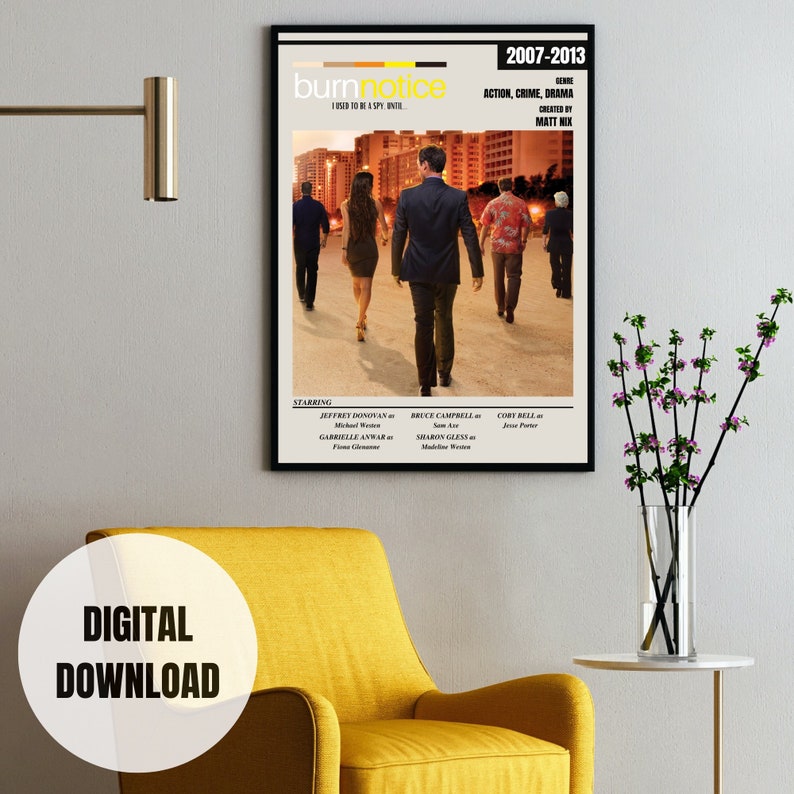 Burn Notice Poster | Tv Show Poster | Theater Room Decor | Wall Art ...
