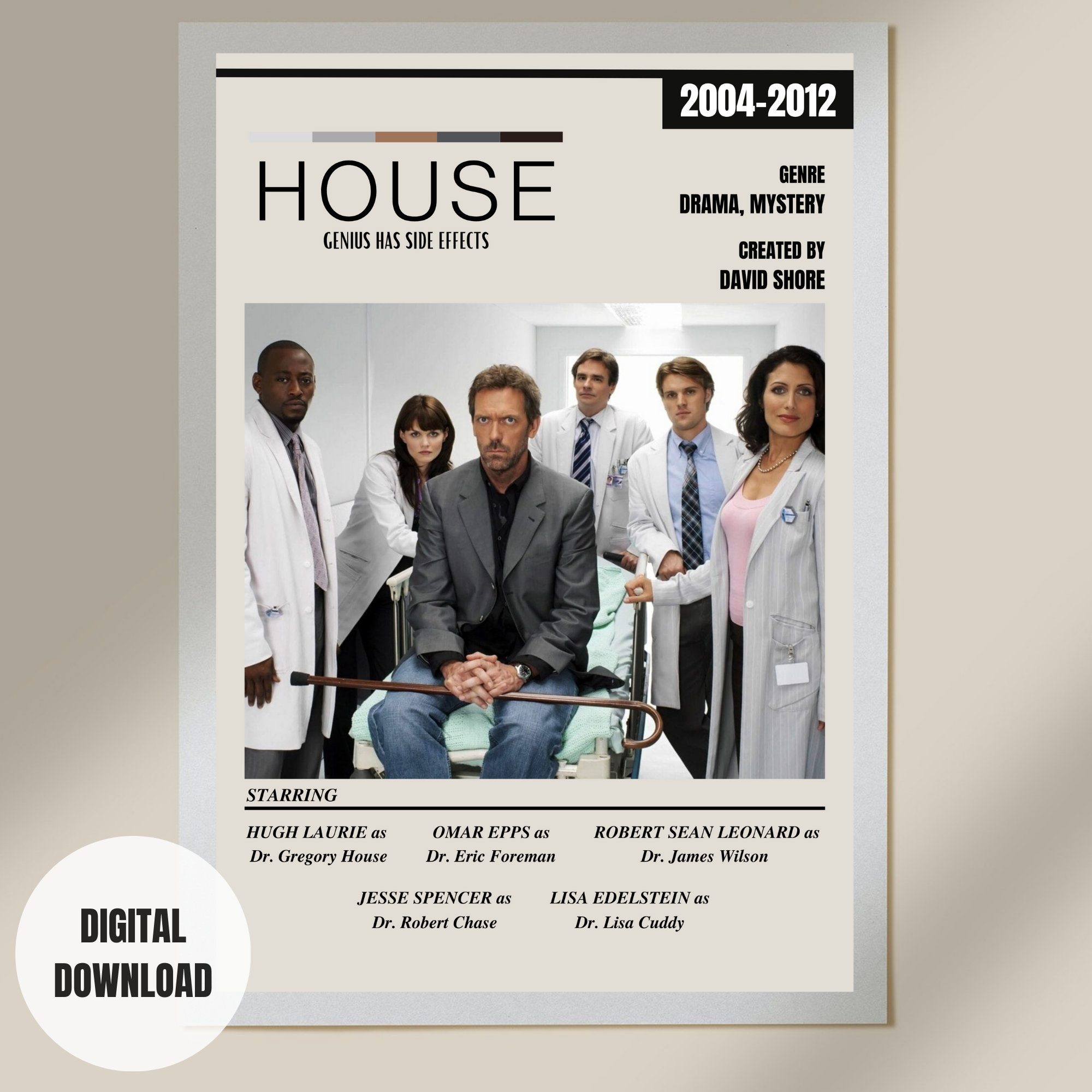 House MD Poster Tv Show Poster Theater Room Decor Wall Art Wall Decor ...