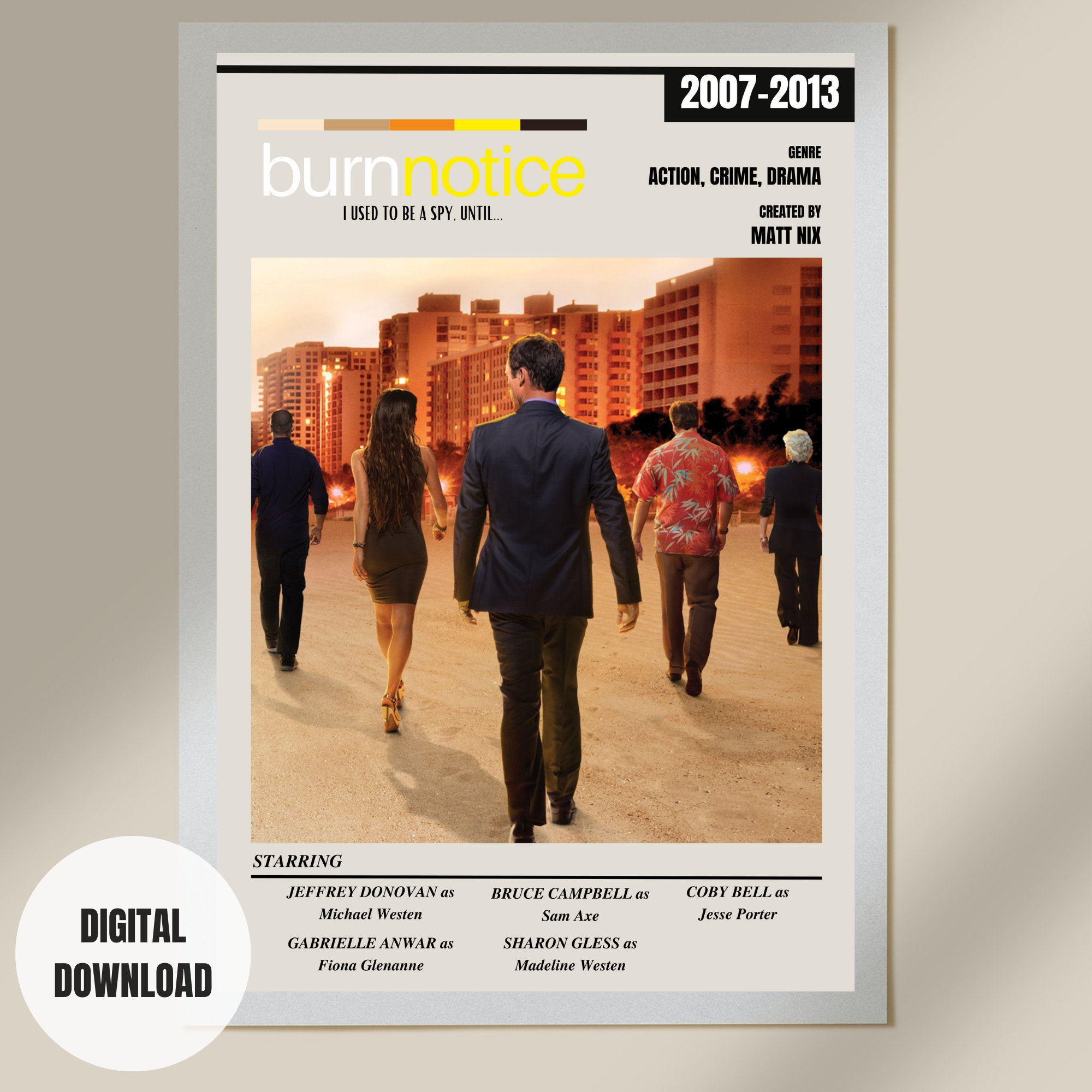 Burn Notice Poster | Tv Show Poster | Theater Room Decor | Wall Art ...