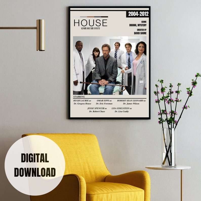 House MD Poster Tv Show Poster Theater Room Decor Wall Art Wall Decor ...