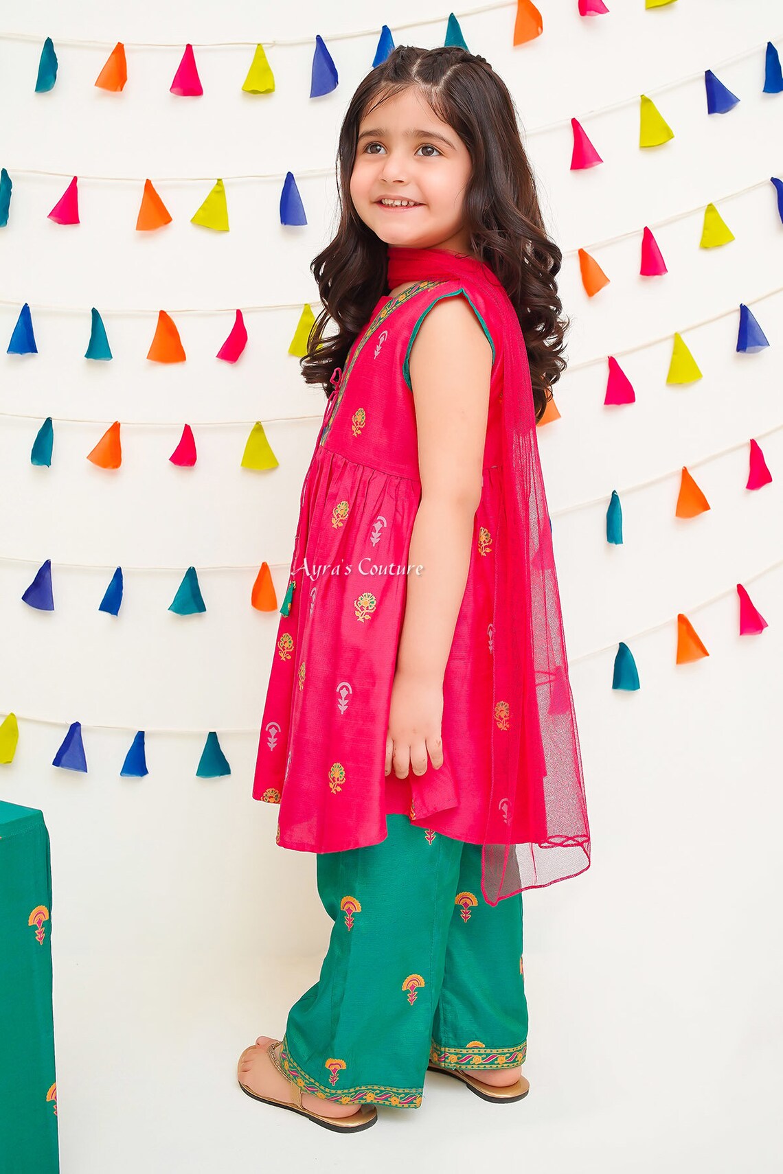 Hot Pink Kids Toddler Eid Shalwar Kameez Gharara 3 Piece Formal Suit - Etsy