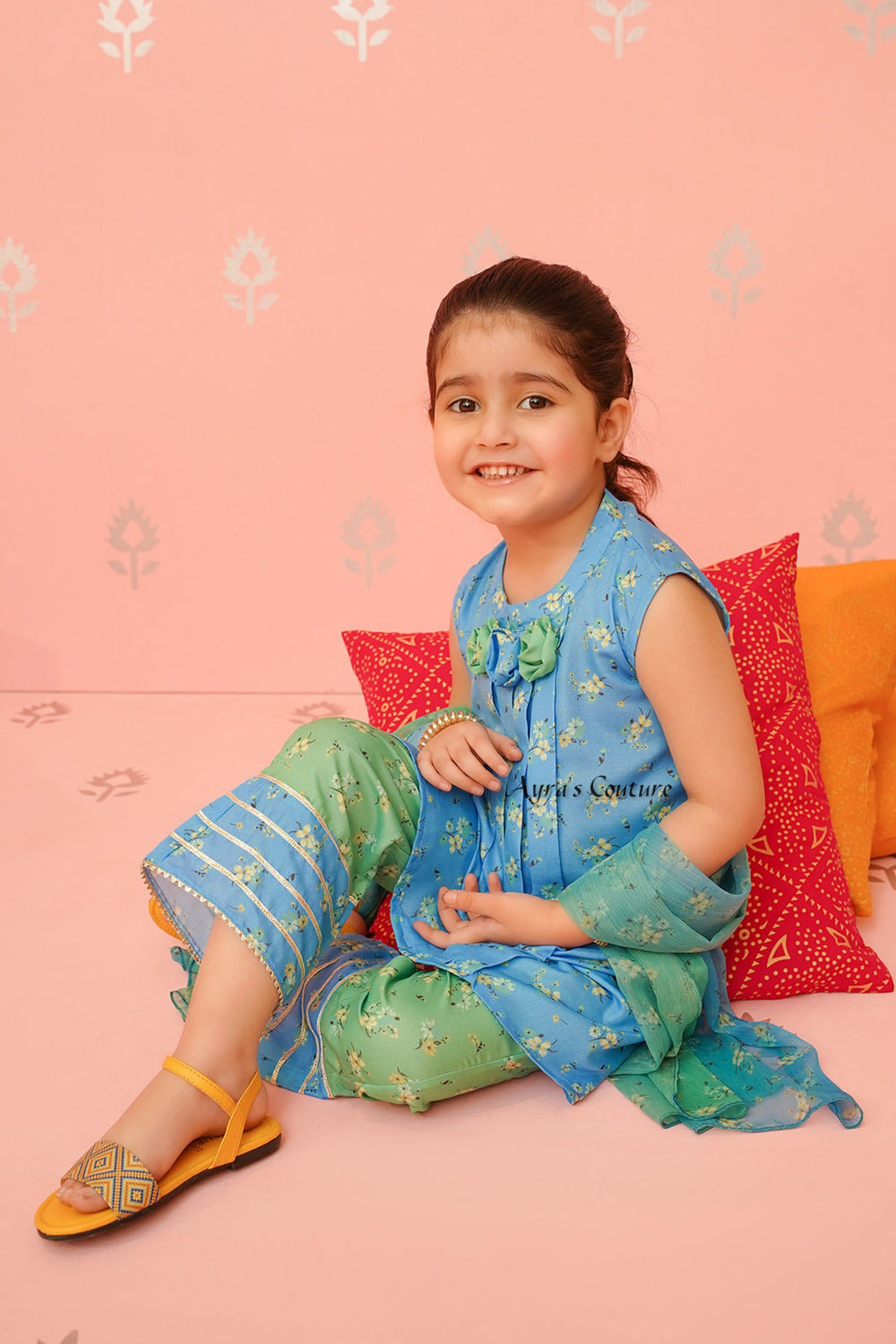 Blue Floral Kids Eid Toddler 3 Piece Eid Suit - Etsy