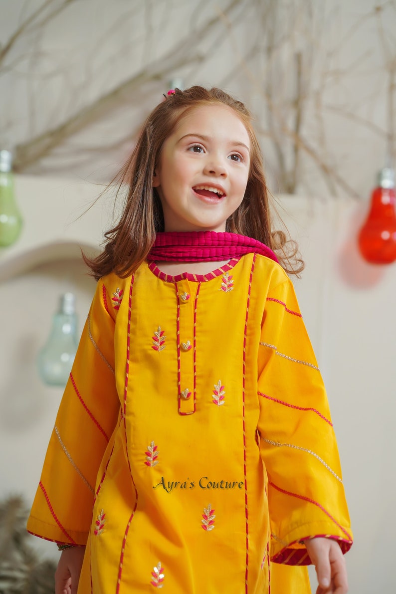 Pakistani Kids Girls Eid Formal Shalwar Kameez 3 Piece Suit - Etsy