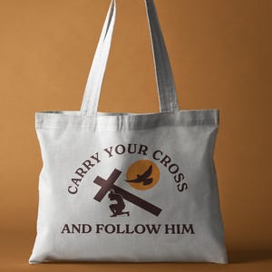 Carry Your Cross Retro Silhouette Vector Bible Christian 2 Color T ...