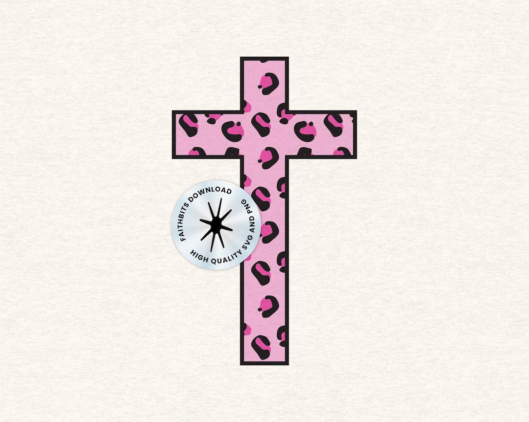 Pink Cheetah Print Cross SVG, Christian PNG, Faith-based Digital ...