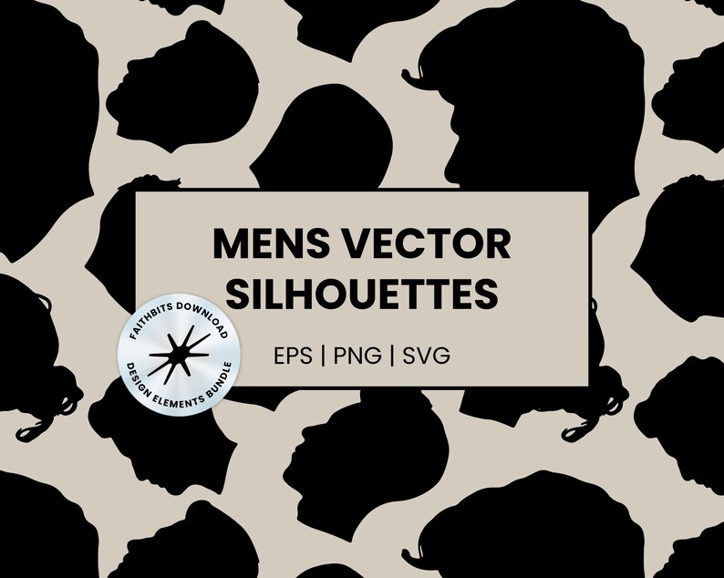 Mens Side Profile Vector Silhouettes SVG, Set of 35 Unique PNG Male ...