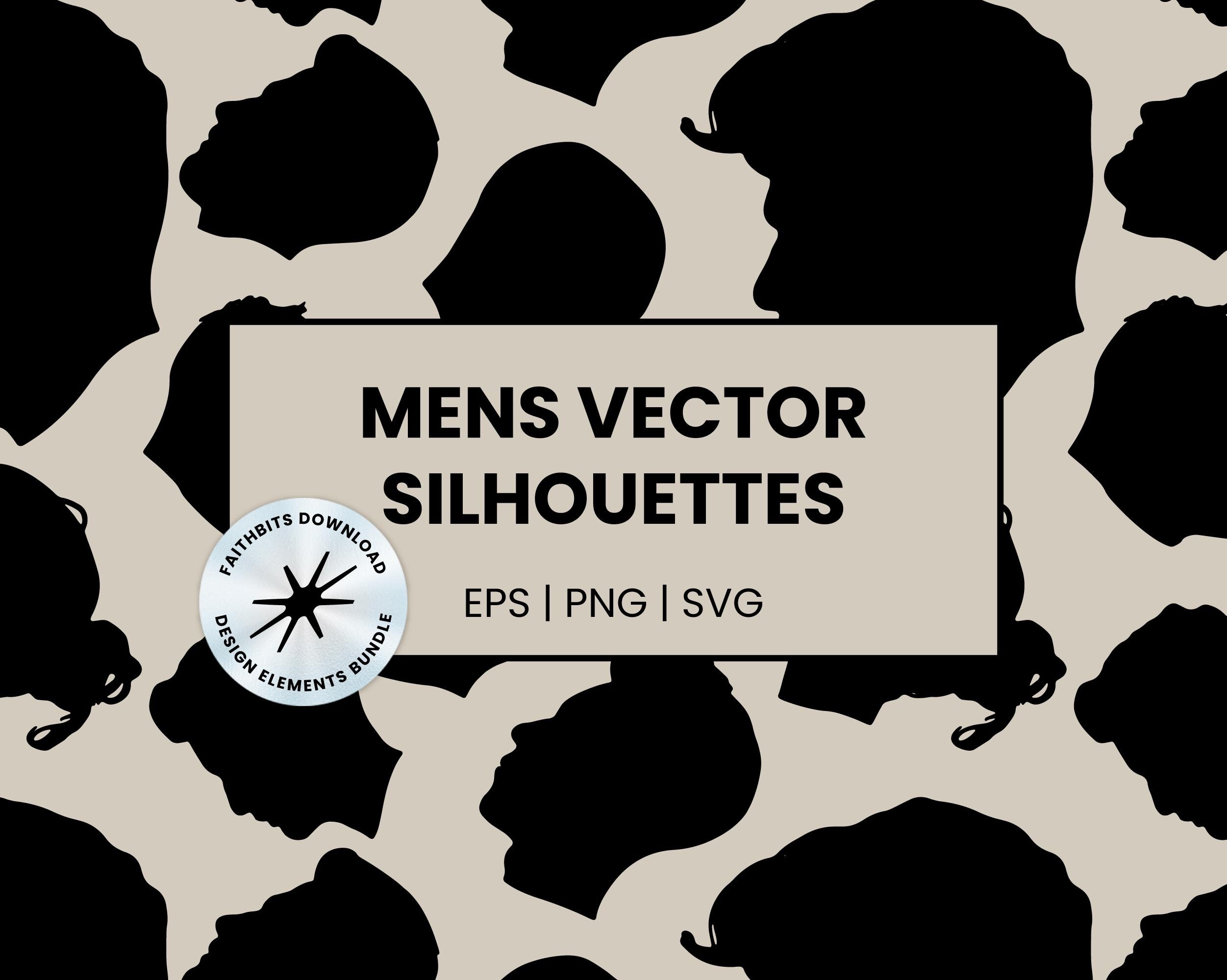 Mens Side Profile Vector Silhouettes SVG, Set of 35 Unique PNG Male ...