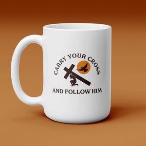 Carry Your Cross Retro Silhouette Vector Bible Christian 2 Color T ...