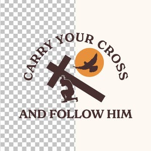 Carry Your Cross Retro Silhouette Vector Bible Christian 2 Color T ...