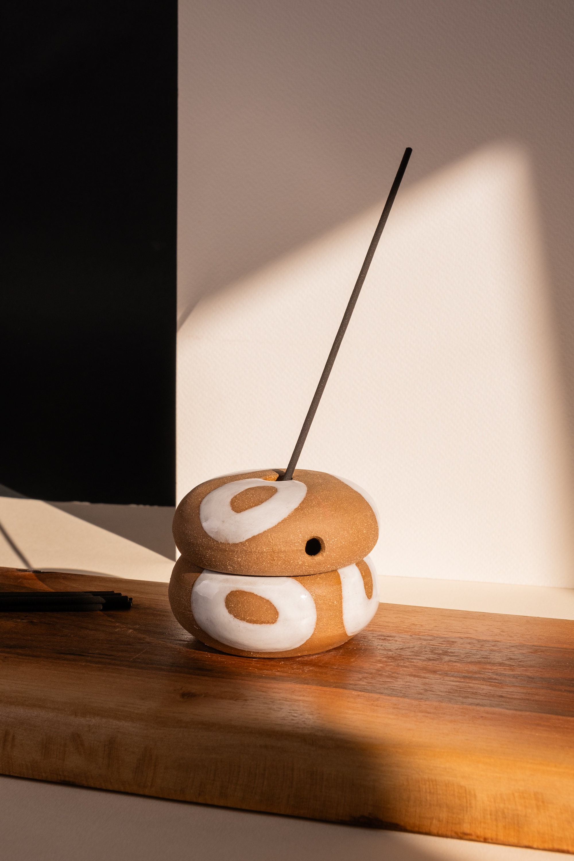 Brown Cream Dot Incense Stick Holder, Ceramic Incense Cone Burner ...