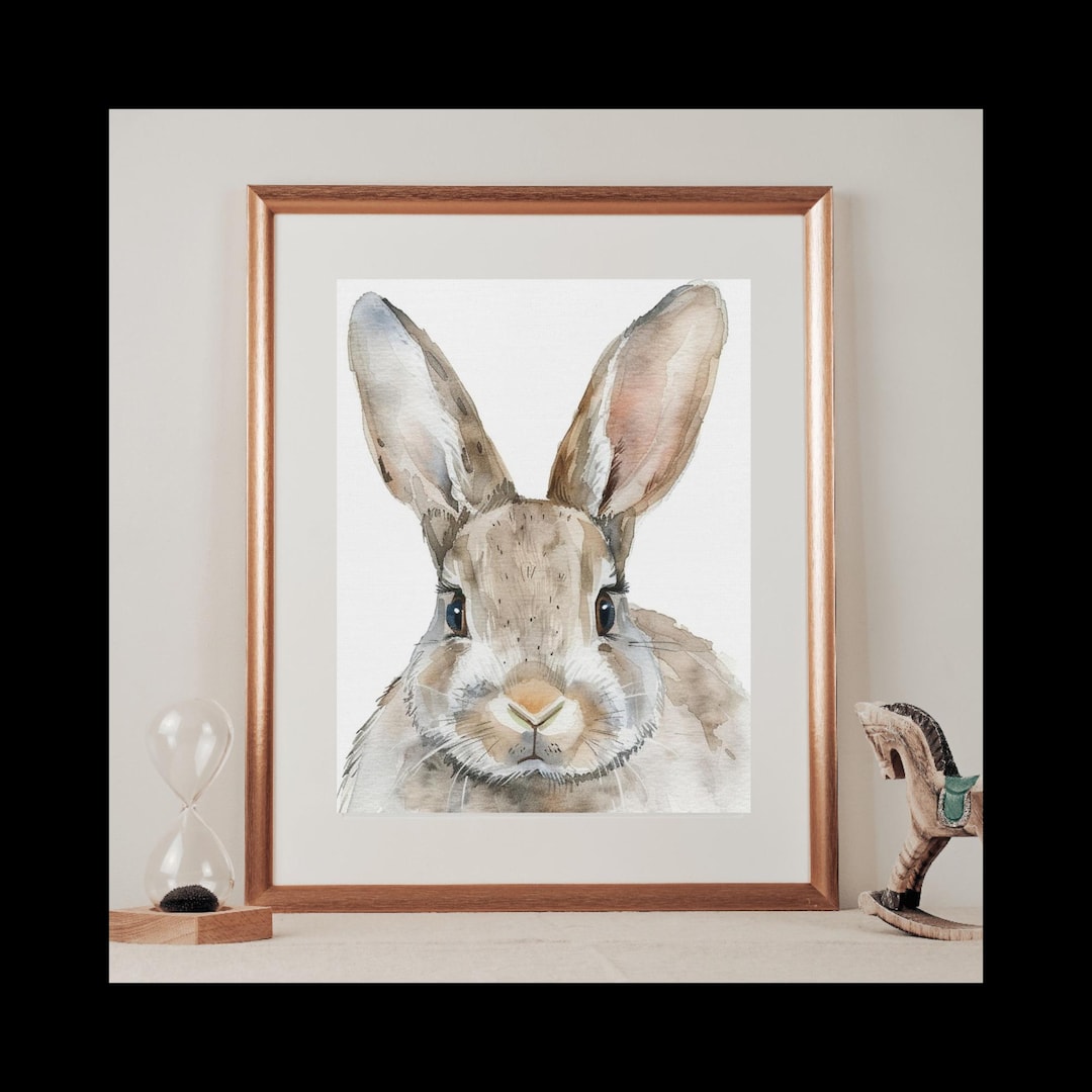 Rabbit Watercolor Print, Animal Wall Art, Bunny Poster, Cute Nursery ...