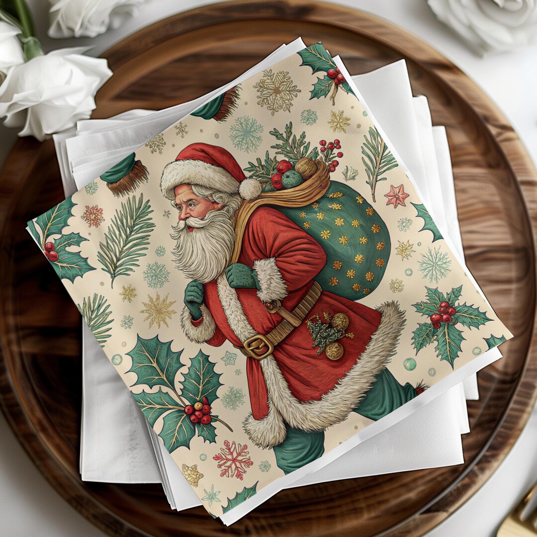 Custom Santa Paper Napkins, Holiday Dinner Party Supplies - Etsy
