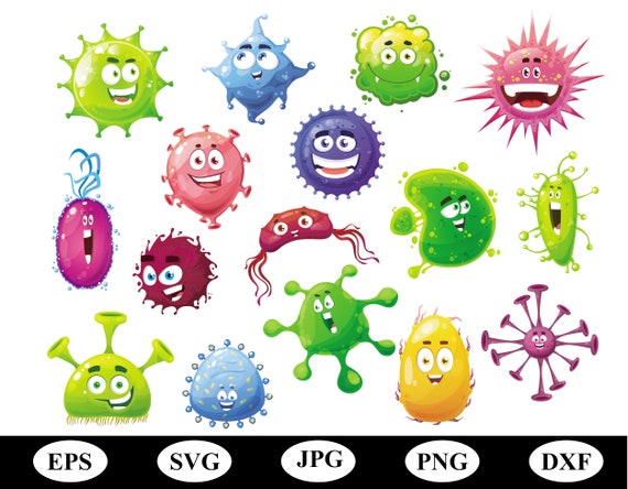 Cartoon Virus Face Emotions Expression Emoji Illustration Sets | Etsy