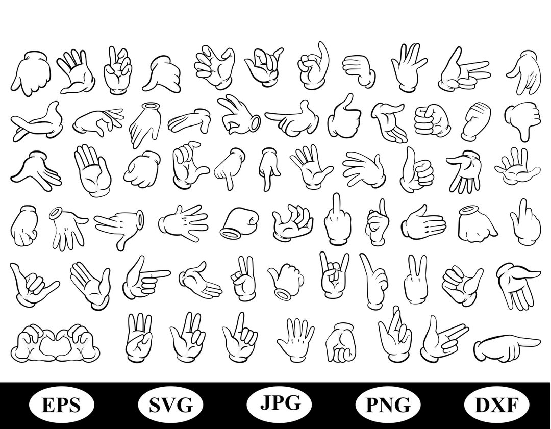Cartoon Hands Gestures Language Illustration Element Icon Set Symbol ...