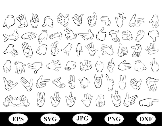 Cartoon Hands Gestures Language Illustration Element Icon Set - Etsy
