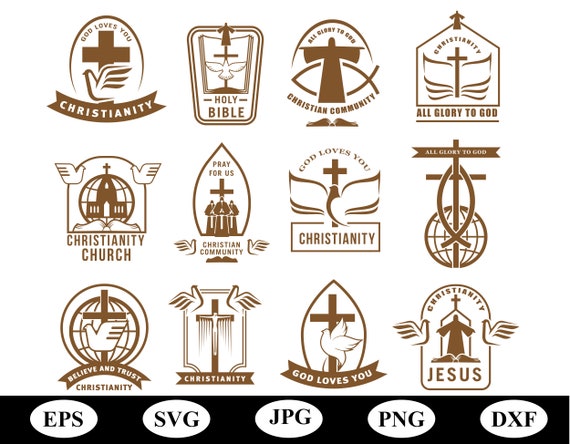 Silhouette Christian Logo Sets Design Element Illustration - Etsy