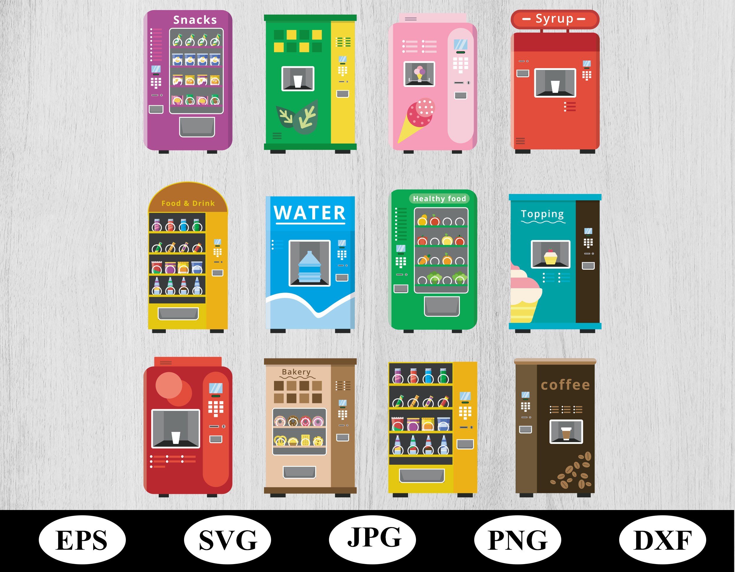 Colored Vending Machines Illustration Collection Sets Element Bundle ...