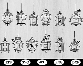 Birdcage Svg Bird Cage Clipart Tree Branch Png Flying Bird - Etsy