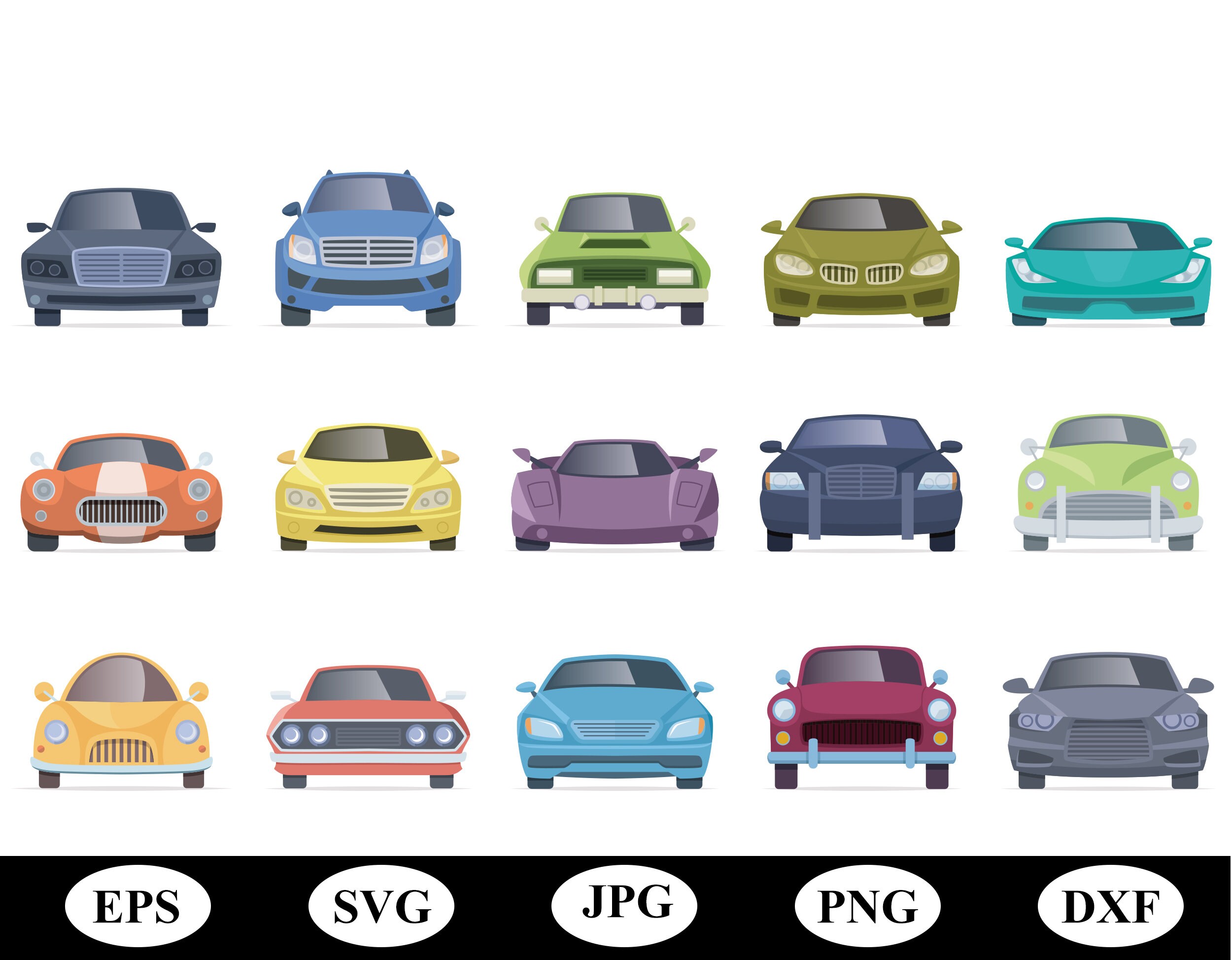 Cartoon Colored Vehicles Illustration Sets Element Collection Bundle ...