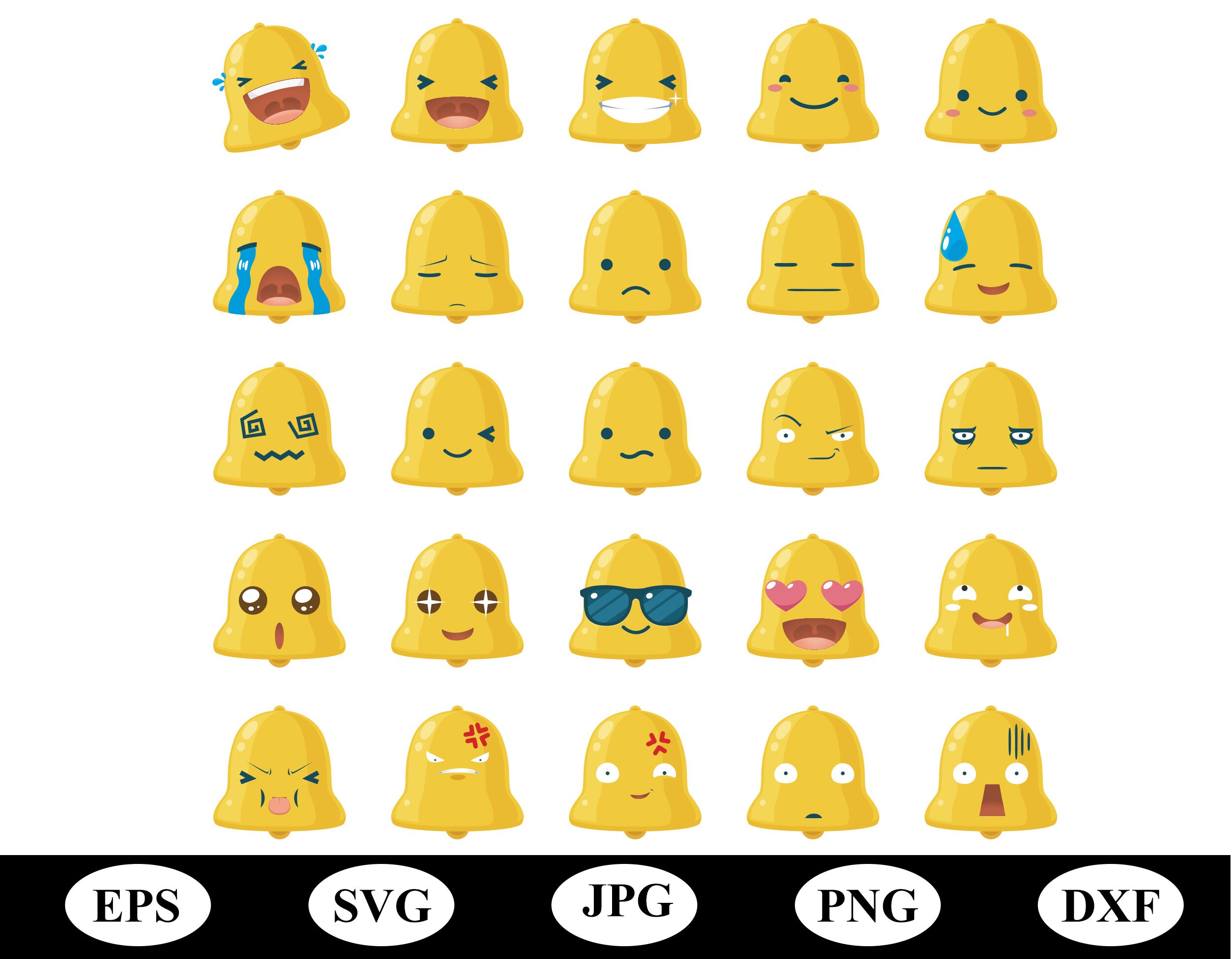 Cartoon Notification Emoji Icon Set Symbol Element Svg, Cute Lovely ...