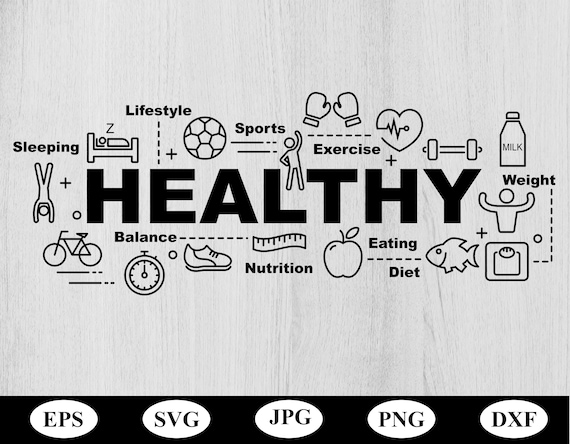 Healthy Concept Svg Nutrition Exercise Lifestyle Balance | Etsy