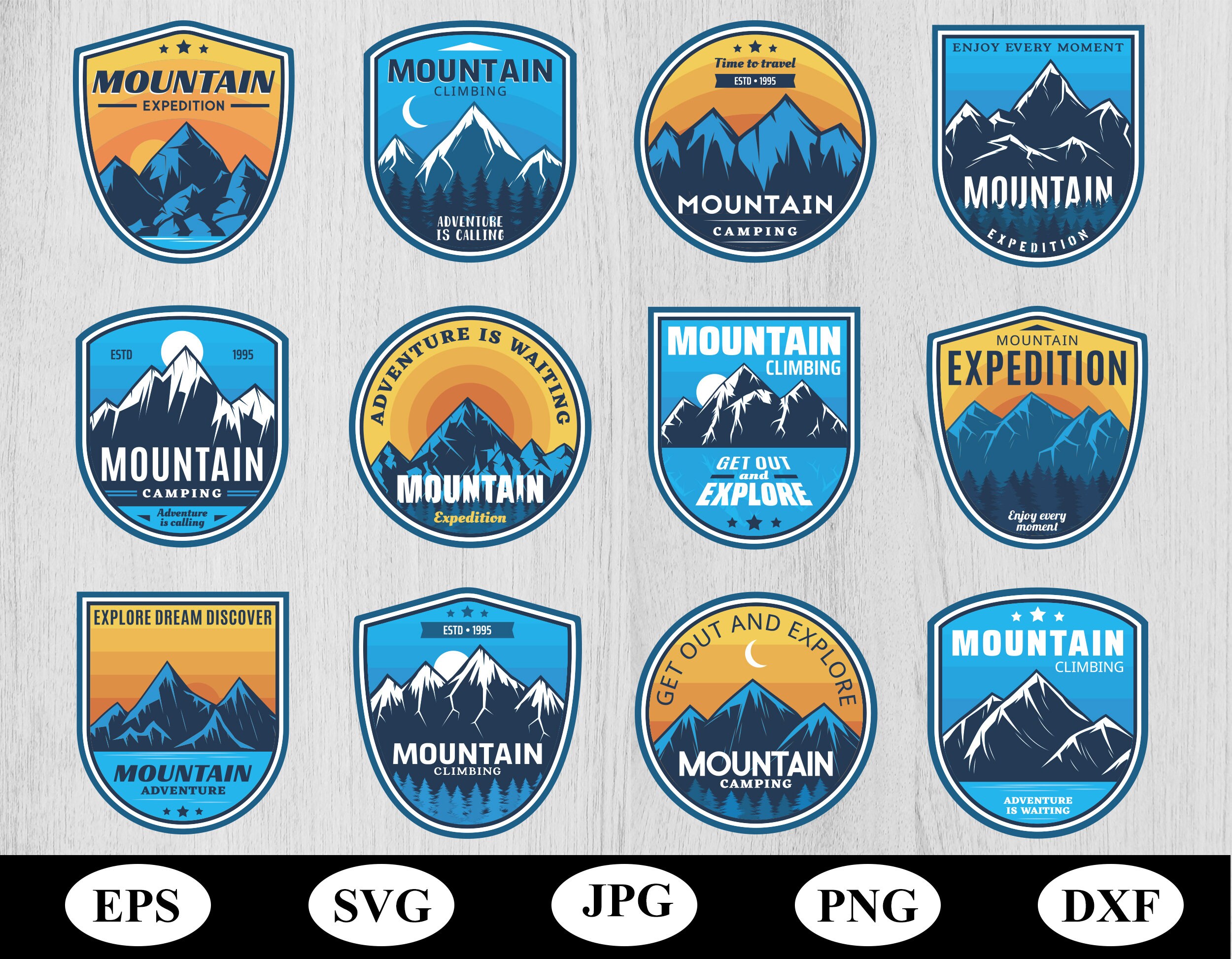 Colored Mountain Logo Sets Design Element Collection Bundle Svg ...