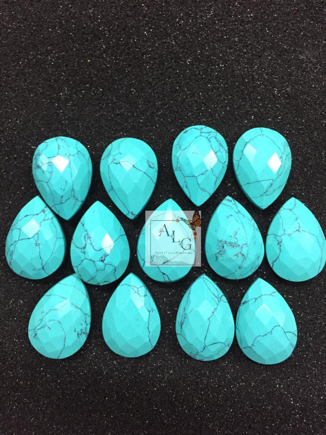 Turquoise Pear Shape Checkerboard Cut Gemstone Size 25x15x9mm Turquoise ...