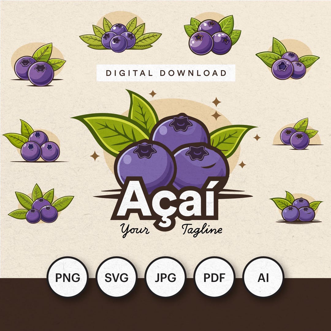 Acai Berry Vector Illustration Digital Download, Perfect for Logos ...