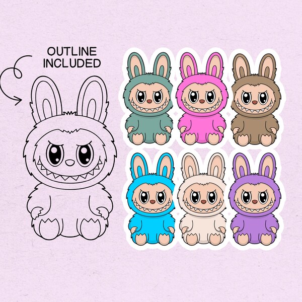 Labubu Outline Svg - Etsy