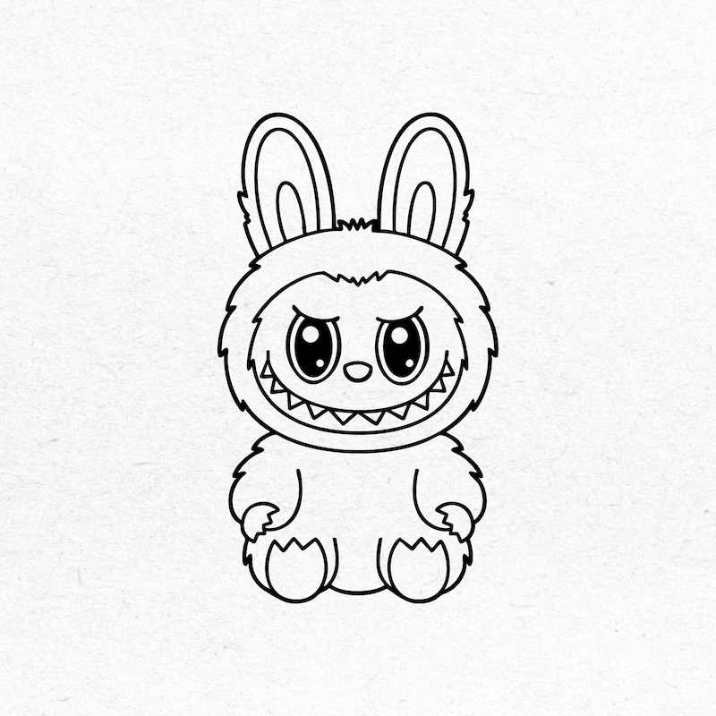 Labubu Outline Svg - Etsy