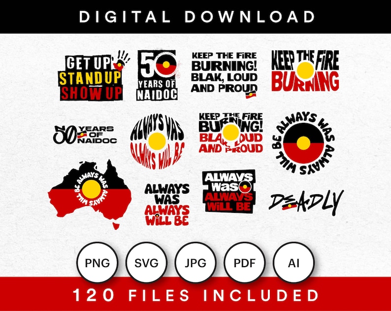 NAIDOC Aboriginal Indigenous Australian 12 Graphic Bundle in Black and ...