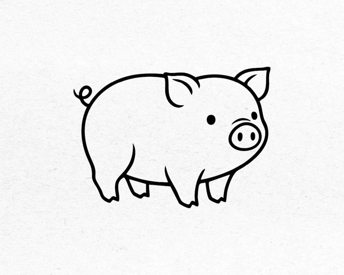 Pig Outline Graphic: Svg Png Pdf Jpg Illustrator. Ideal for Kids Crafts ...
