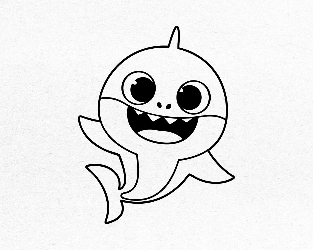 Baby Shark Outline Graphic: Svg Png Pdf Jpg Illustrator. Ideal for Kids ...