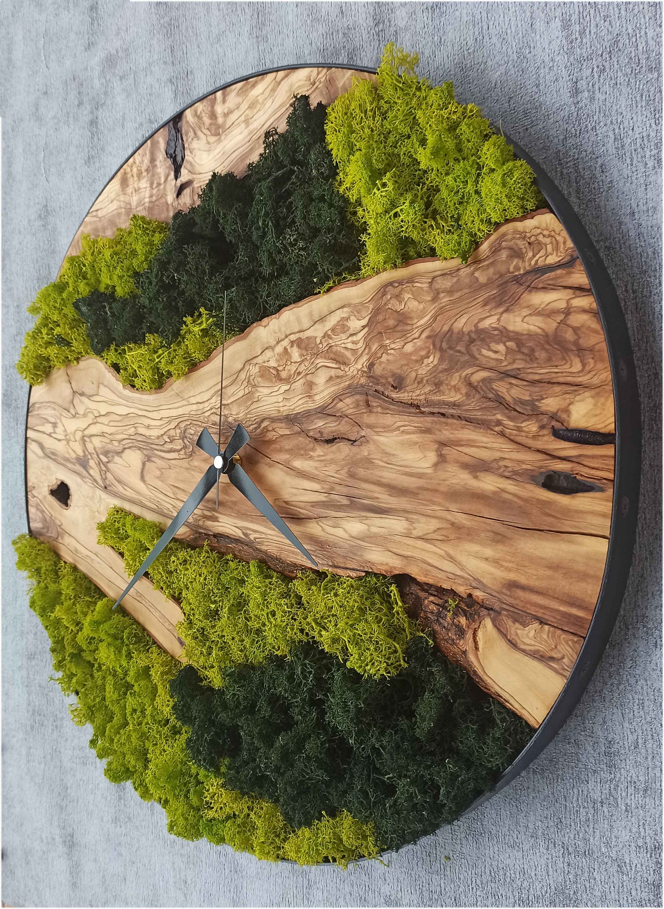 Made to Order Olive Wood Moss Wall Clock, Moss Wall Clock, Handmade ...