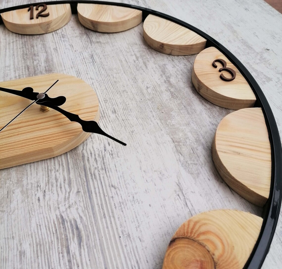 Made to Order 20'' Natural Modern Wood Wall Clock, Wood Clock, Wood ...