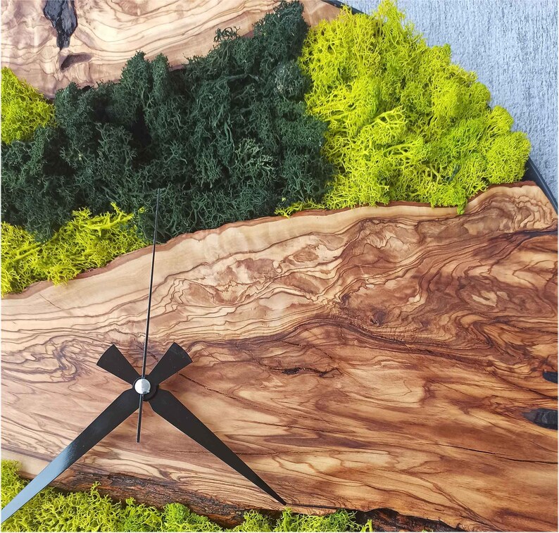 Made to Order Olive Wood Moss Wall Clock, Moss Wall Clock, Handmade ...