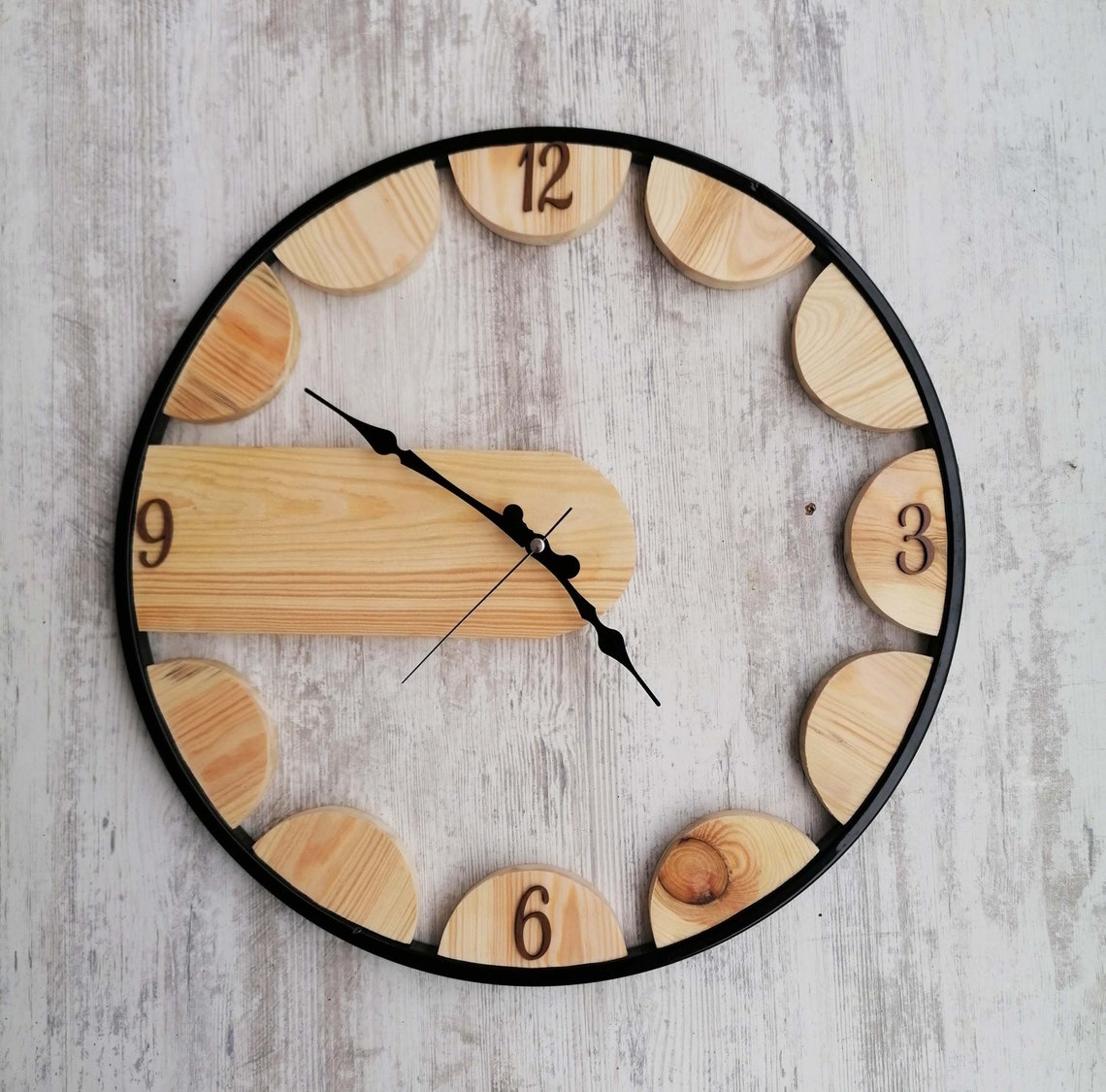Made to Order 20'' Natural Modern Wood Wall Clock, Wood Clock, Wood ...