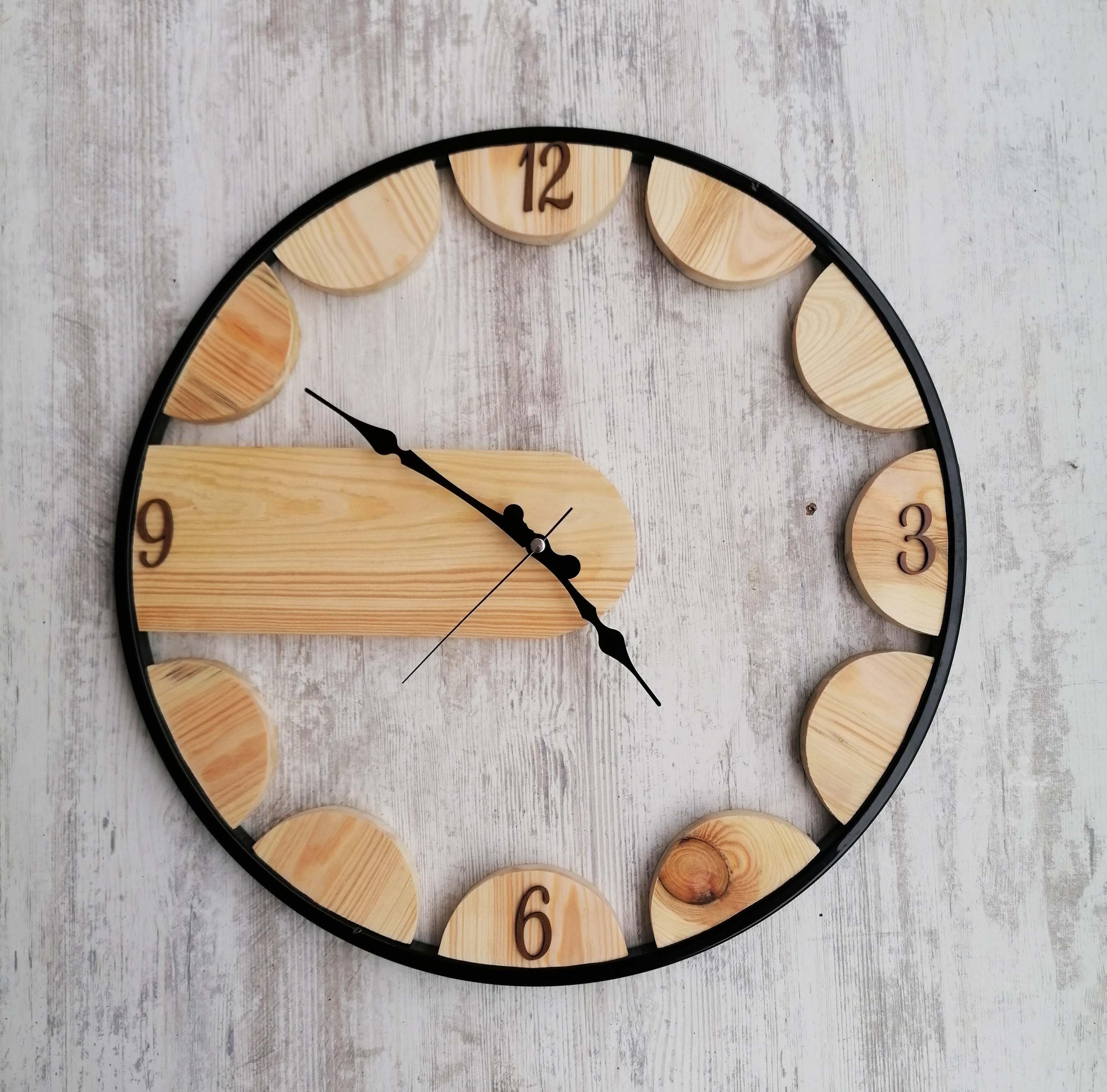 Made to Order 20'' Natural Modern Wood Wall Clock, Wood Clock, Wood ...