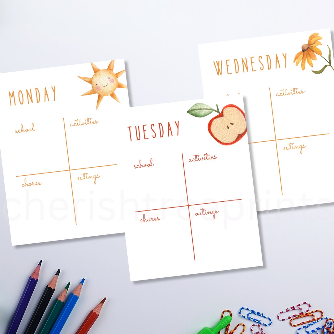 EDITABLE Kid's Daily Planner Printable | Days of the Week, Homeschool ...