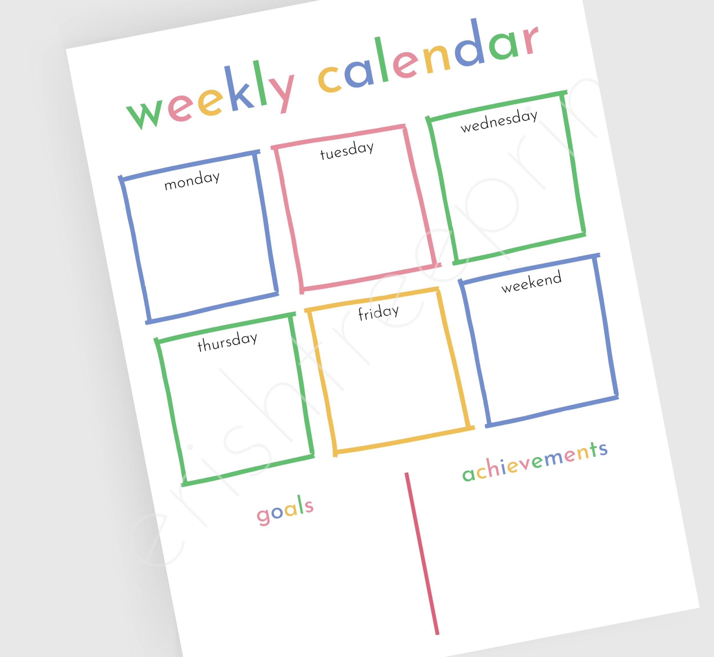 Kid's Week Calendar Printable | Weekly Planner, Homeschool Calendar ...