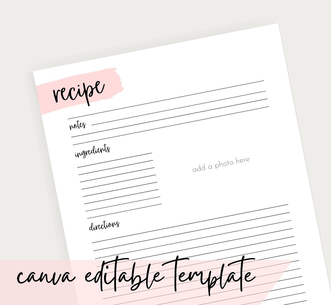 Recipe Template | Canva Recipe Template, Recipe Printable, Recipe Card ...