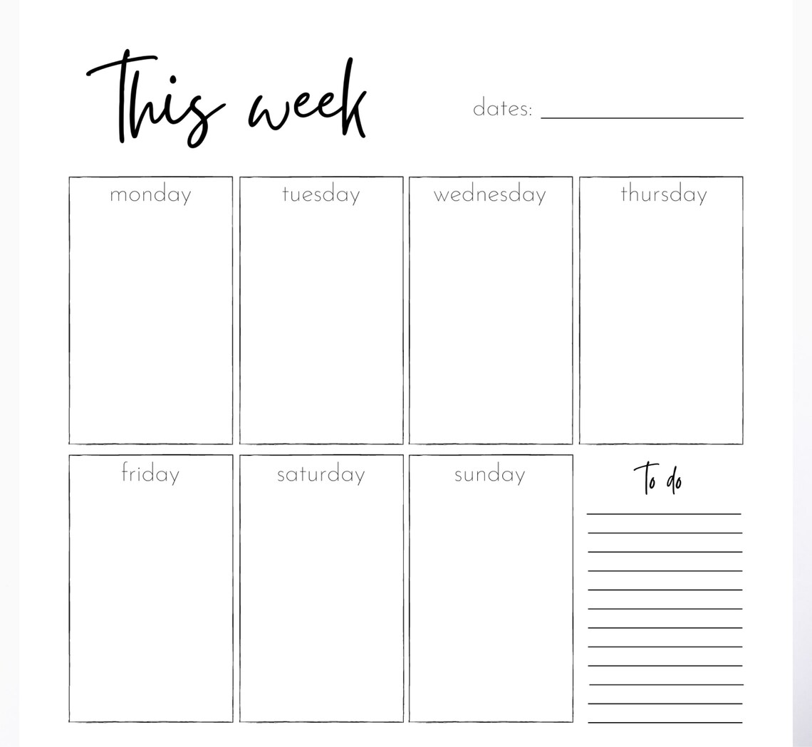Weekly Planner Printable | Weekly Calendar, Weekly to Do List, Planner ...