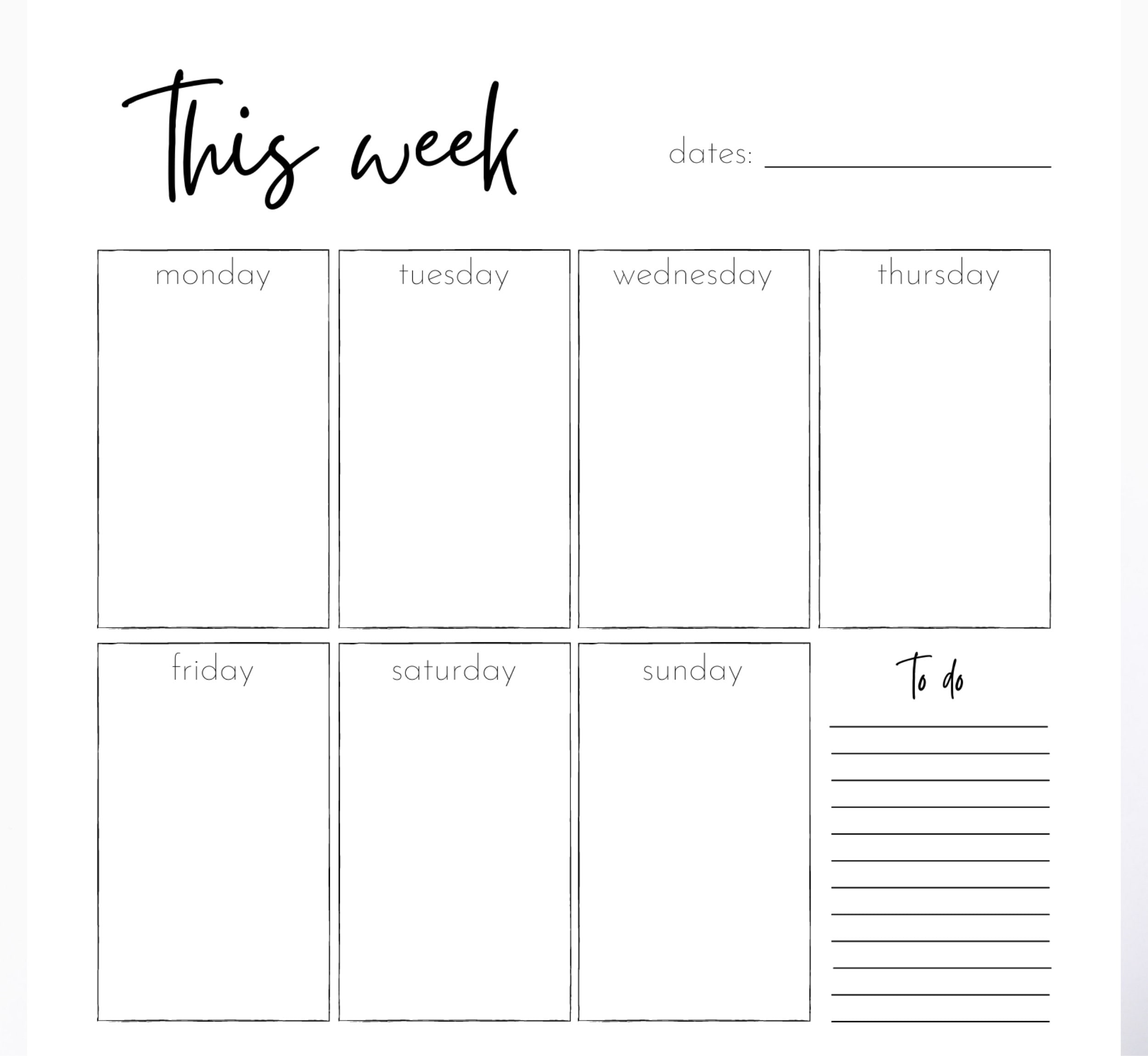 Weekly Planner Printable Weekly Calendar, Weekly to Do List, Planner ...