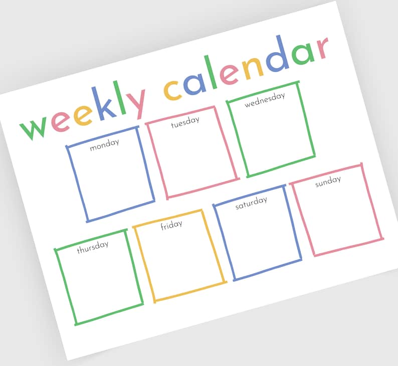 EDITABLE Kid's Calendar Printable | Children's Weekly Planner ...