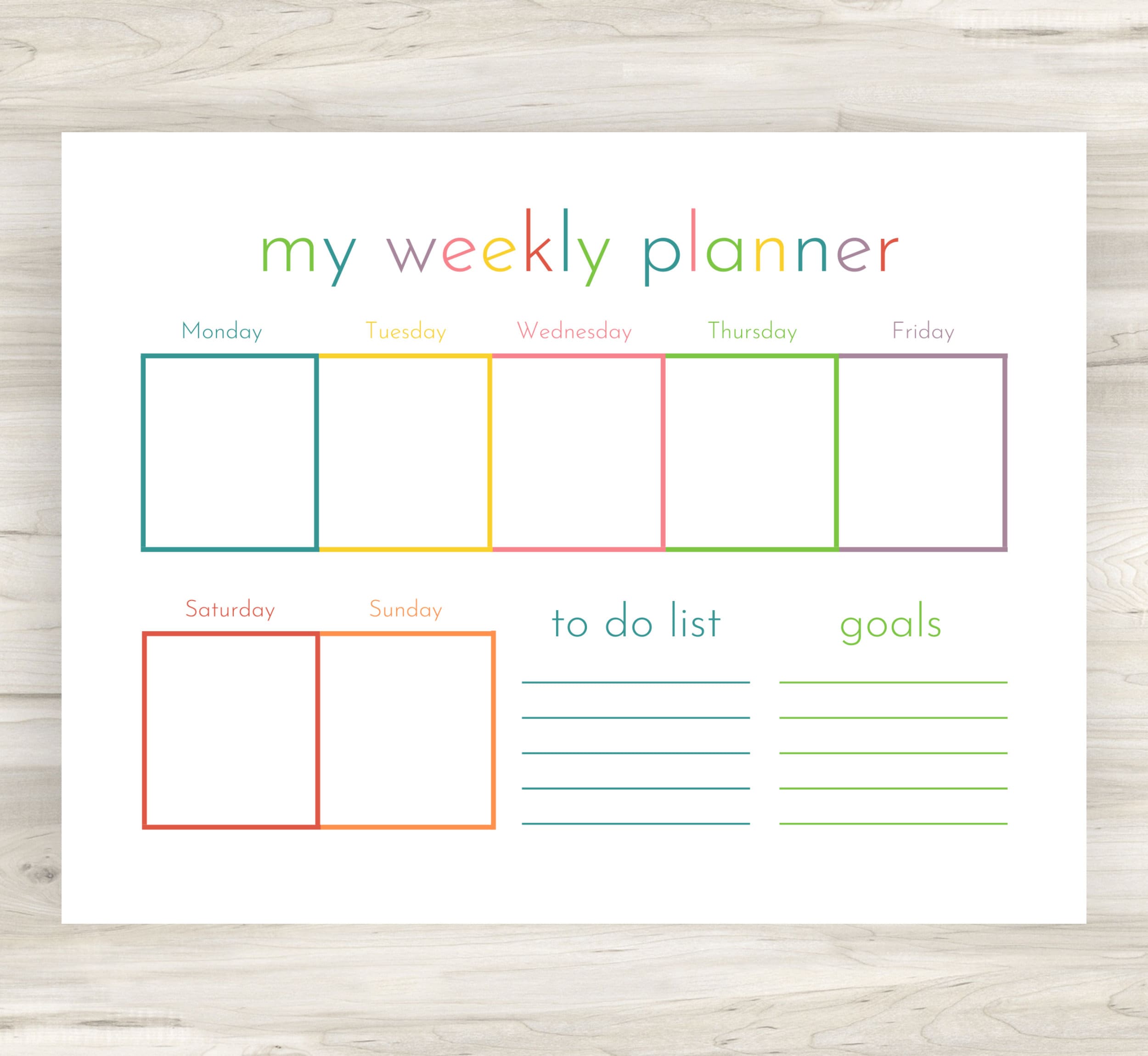 Kids Weekly Planner Printable, Kids Calendar, Homeschool Weekly Planner ...